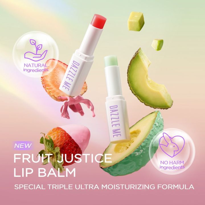 DAZZLE ME Fruit Justice Lip Balm Triple Ultra Moisturizing With Stain ...