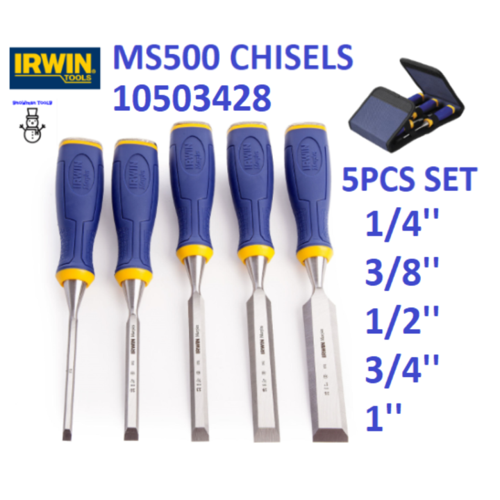 IRWIN MS500 CHISELS 5 PCS WOOD CHISEL SET 1/4'' 3/8'' 1/2'' 3/4'' 1 ...