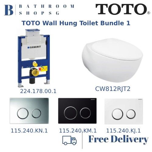 TOTO Wall Hung Toilet Bowl CW812RJT2 with Kappa Cistern and Geberit ...