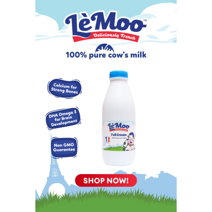LeMoo Full Cream UHT Milk 1L ( 100% Pure Cow's Milk ) Le Moo , Made in France | Lazada PH