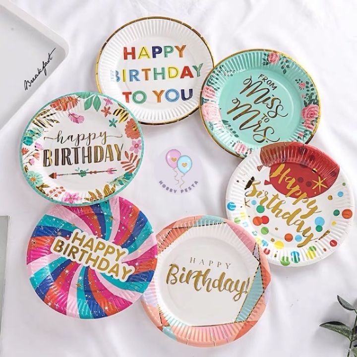 PIRING KERTAS ULANG TAHUN MOTIF HBD ISI 10 PCS / PAPER CUP MOTIF HBD ...