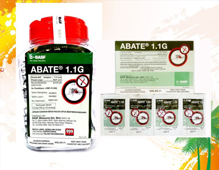 10 Sachet x 10g BASF Abate 1.1G Aedes Mosquito Larvae Killer / Pembunuh ...