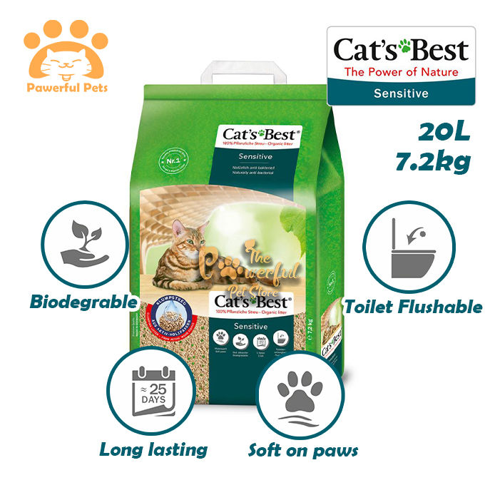 Cat's Best Sensitive Natural Fibre Wood Cat Litter Clumping ...
