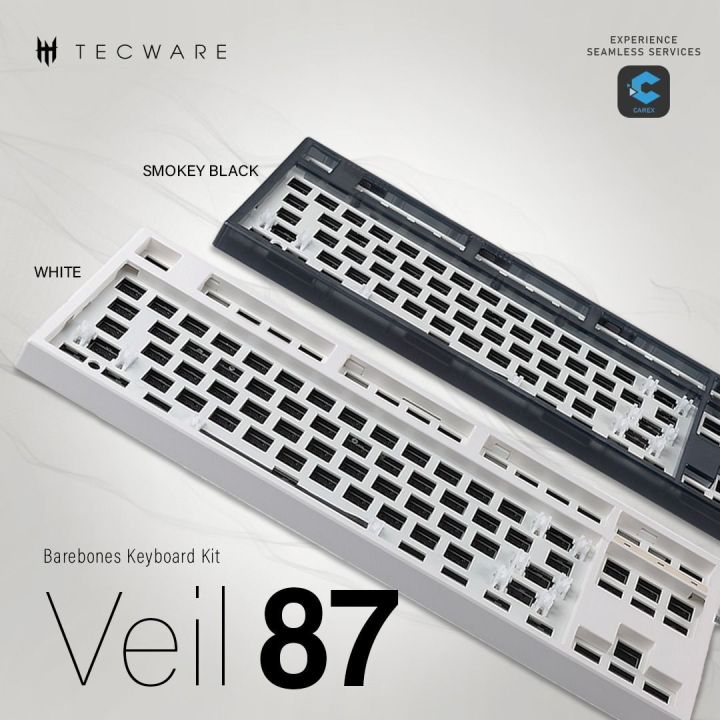 # TECWARE Veil 87 - Barebones Keyboard Kit # [SMOKEY BLACK/WHITE] | Lazada
