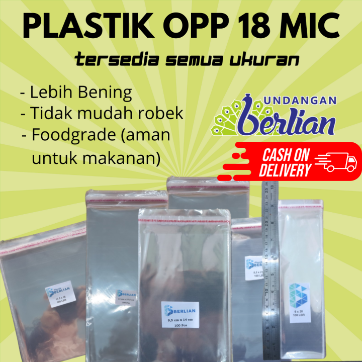 (100 LEMBAR) Plastik OPP Seal 12,5x20 cm Plastik OPP Bening Tebal 18 ...