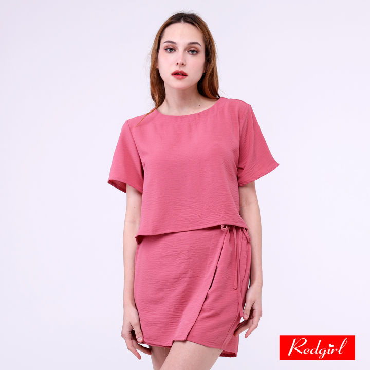 Red Girl Short Sleeves 2 In 1 Blouse And Skort RGT24-0034 | Lazada PH