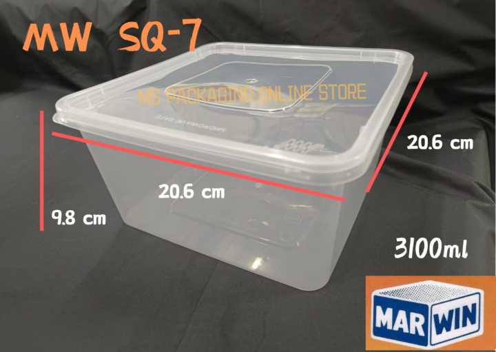 MW SQ-7 Microwavable Square Container with Lid (30set±)/(3100ml ...