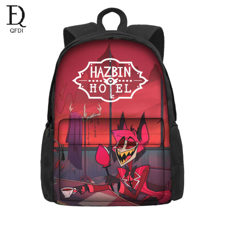 QFDI Hazbin กระเป๋าโรงเรียนประถม,กระเป๋าเป้กระเป๋าเป้สองชั้นสะพายหลัง ...