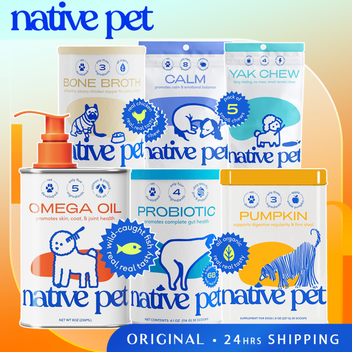 Native Pet Omega 3 Oil Supplements l Probiotics l Bone Broth for Dogs and Cats l Pumpkin | Yak ...