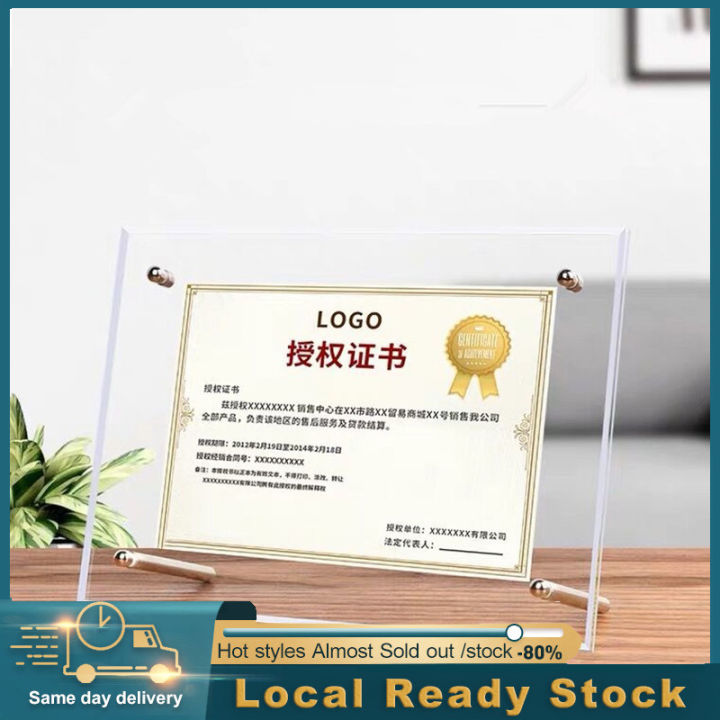 A4 Acrylic Display Stand Product Menu Price lable Picture Display Stand ...