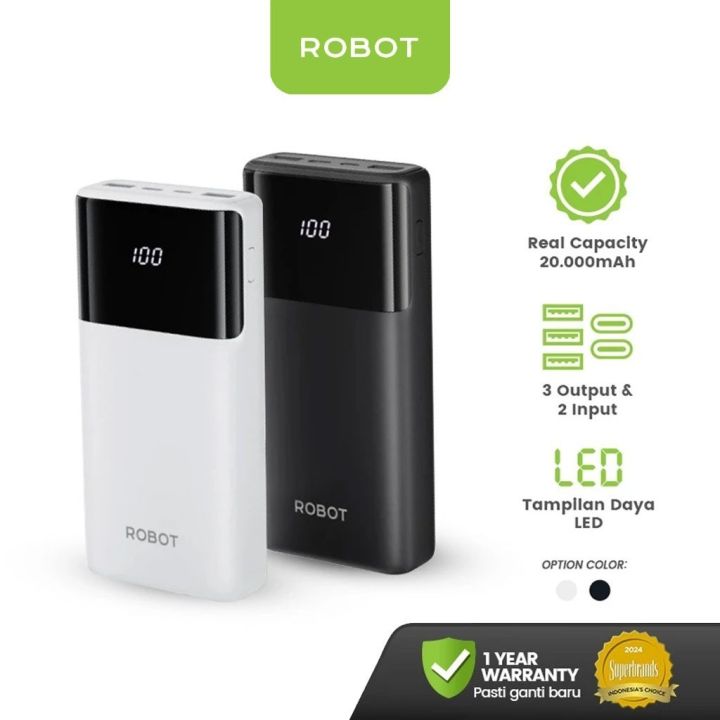 ROBOT RT22S Smart Powerbank Fast Charging 20000mAh 15W 3 Port Output ...