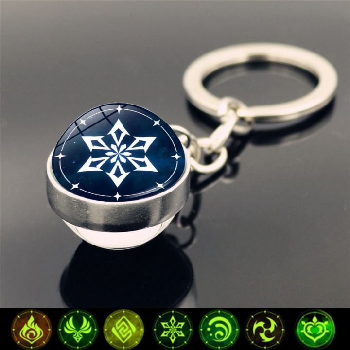 （2023 NEW） Luminous Vision Key Chain Genshin Impact Game Pyro Hydro ...