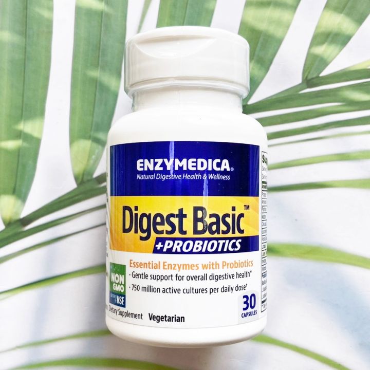 เอนไซม์ย่อยอาหาร + โปรไบโอติก Digest Basic + Probiotics 30 /or 90 Capsules (Enzymedica ...