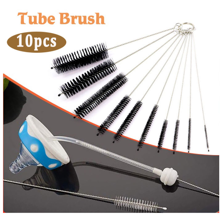 10pcs Nylon Straw Brush Baby Bottle Tube Pipe Cleaning Brush Reusable ...