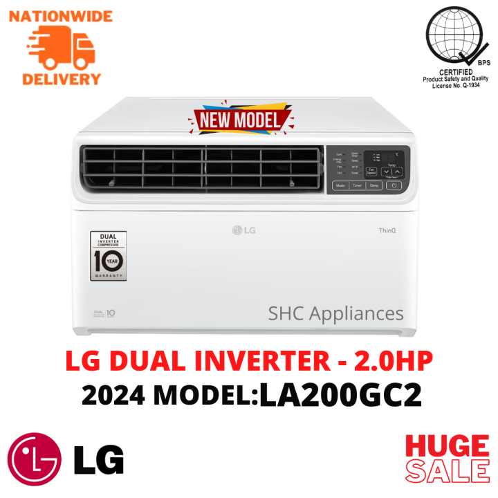 LG 2.0HP LA200GC2 (2024 MODEL) DUAL INVERTER WINDOW TYPE AIRCON ...