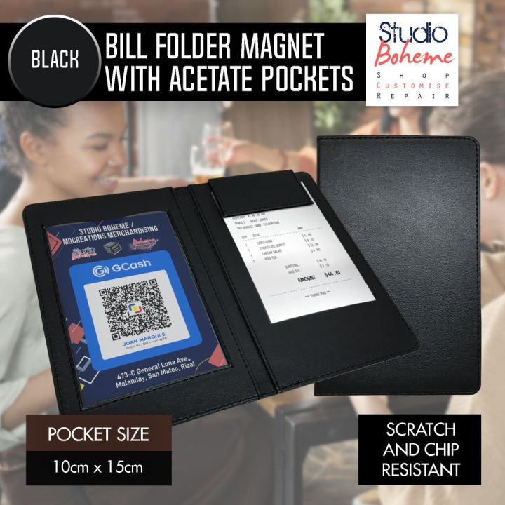 Bill presenter Bill holder with magnet and QR sleeve for Gcash payment ...