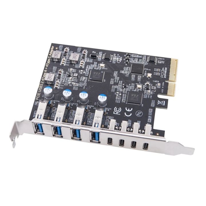wsustore--PCIE USB3.2 GEN2 10Gbps Expansion Card PCI Express X4 to 4 ...