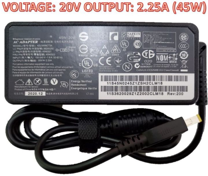 2.25A 45W | 3.25A 65W | 4.5A 90W | 6.75A 135W | 8.5A 170W LENOVO Yoga C630 910-13 720-13 IdeaPad ...