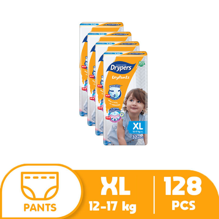 Drypers DryPantz Diaper XL - 32 pcs x 4 packs (128 pcs) | Lazada PH