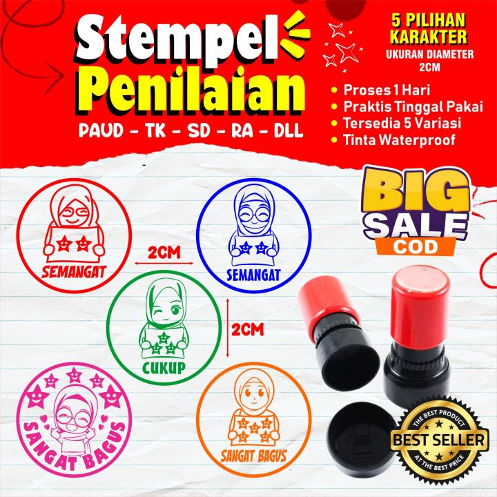 (COD) Stempel Reward Karakter Guru Kartun untuk penilaian Sekolah Anak ...