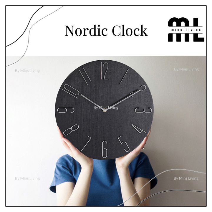 READY STOCK Nordic Style Wall Clock Jam Dinding Quartz Clock Nordic Jam ...