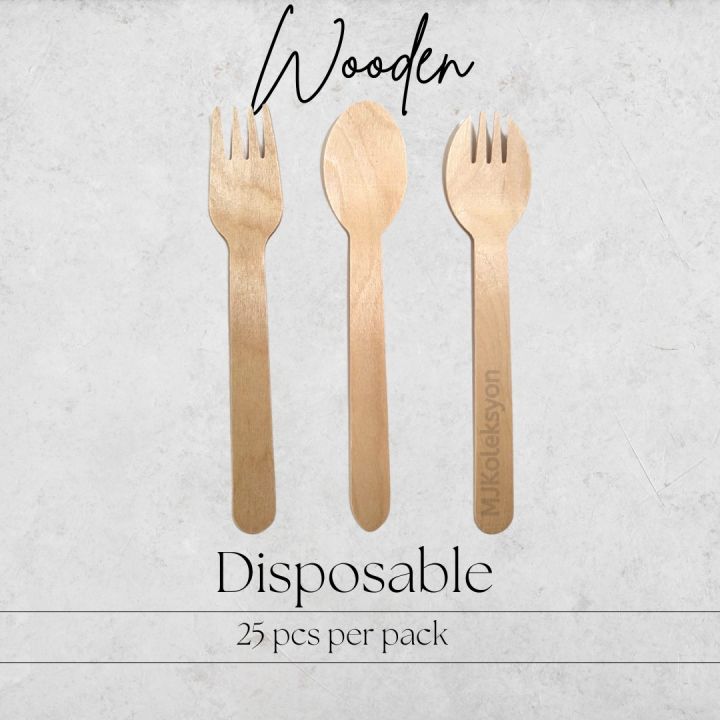 25pcs Wooden Spork Disposable Utensils, Plastic Spork | Lazada PH