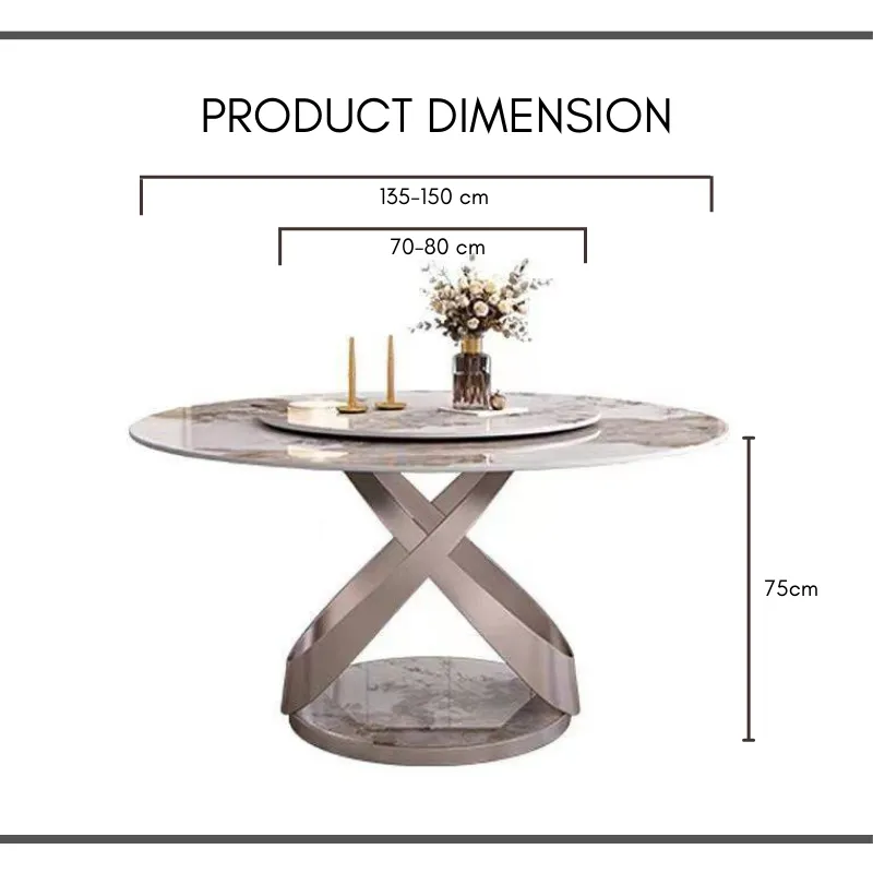 Furnimall 7669 Sintered stone Round Dining table Ceramic Meja makan ...