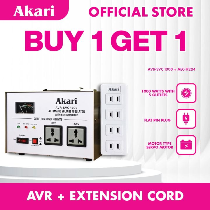 Akari AVR 1000W Servo Motor 75% (AVR-SVC 1000) + FREE Akari 4 Gang ...