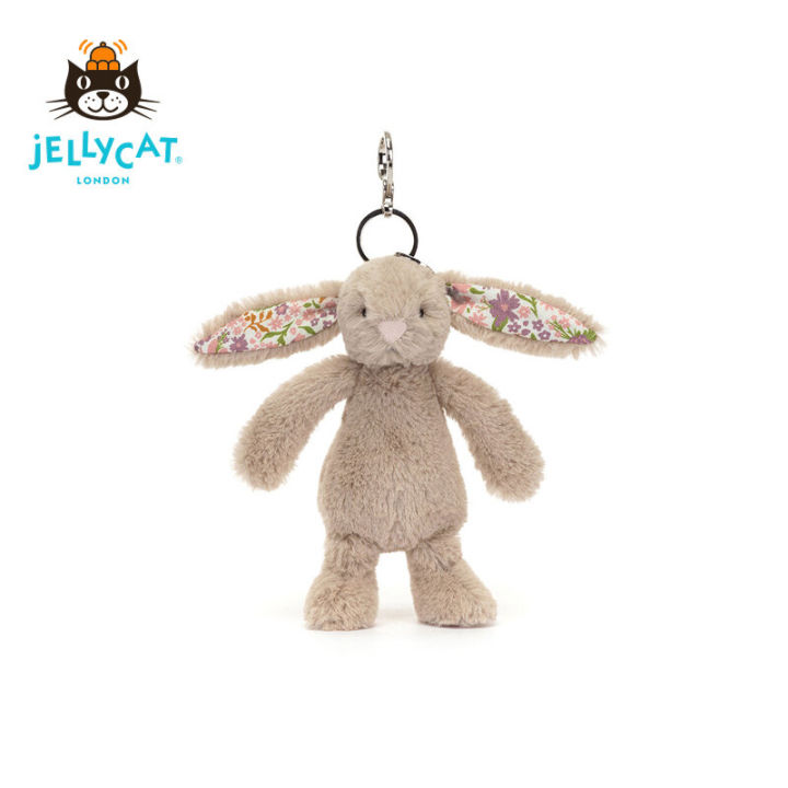 Jellycat Blossom Beige Bunny Petal Bag Charm Cute Floral Keychain Gift ...