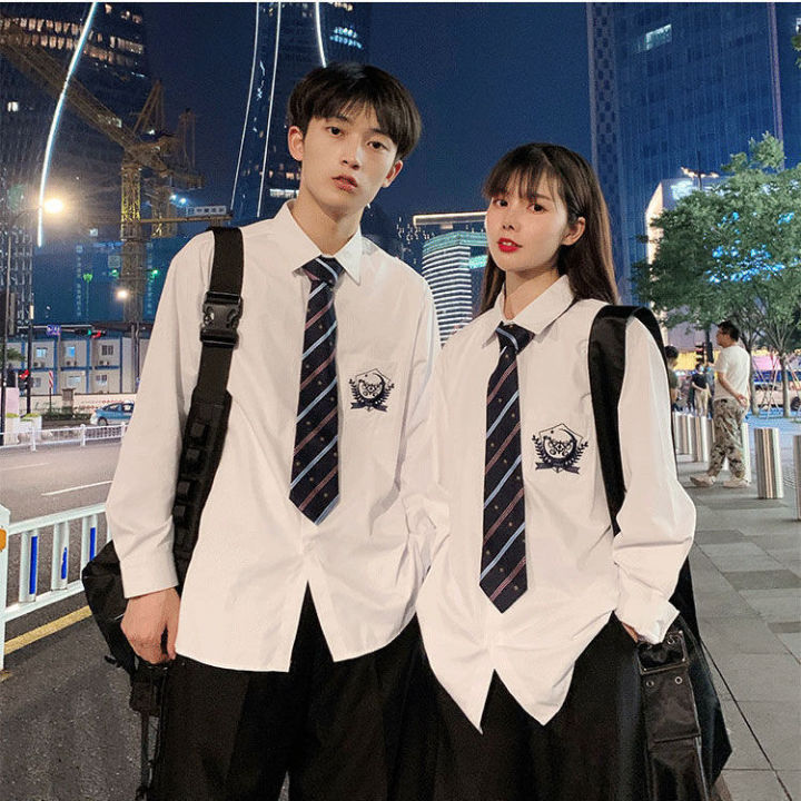 Jk dk ชายเสื้อสีดำเสื้อแขนยาวสีขาวชุดนักเรียนคู่สวมใส่ class uniform ...