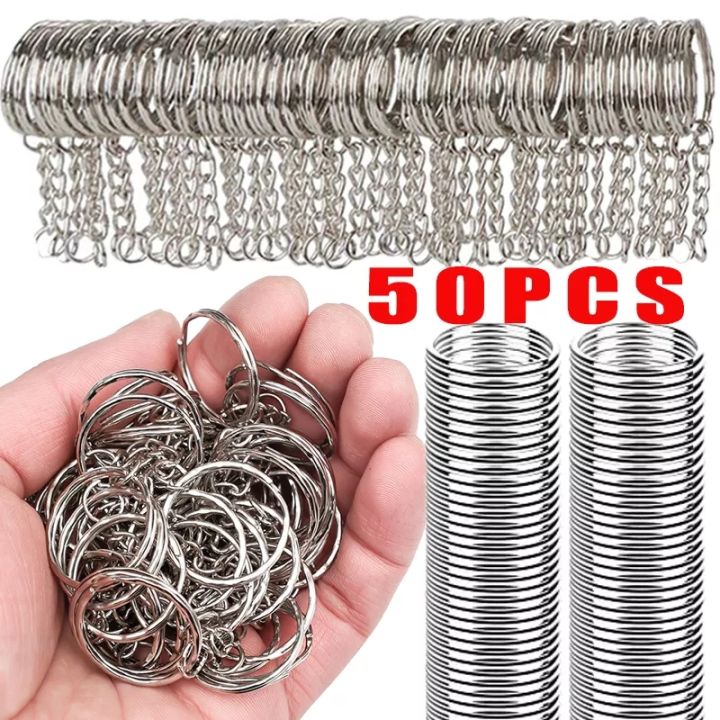 Silver Plated Metal Blank Keyring Keychain Split Ring Keyfob Key Holder ...