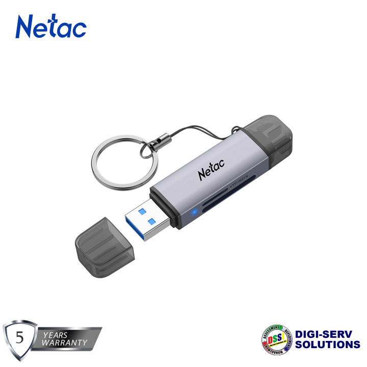Netac WK13 2-in-1 USB A & USB C Card Reader (USB 3.0/Type-C to Micro SD ...