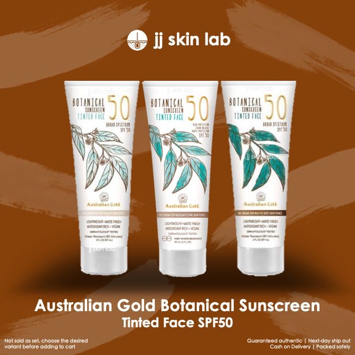 Australian Gold Botanical Sunscreen Tinted Face SPF50 (Fair to Light ...