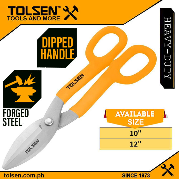 Tolsen Tin Snip Scissor w/ Rubber Grip (10" | 12") For Cutting Steel ...