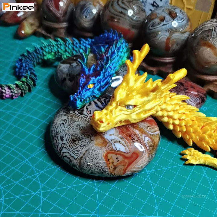 Pinkee 3D Printed Dragon Figures Toys Posable Flexible Dragon Figurines ...