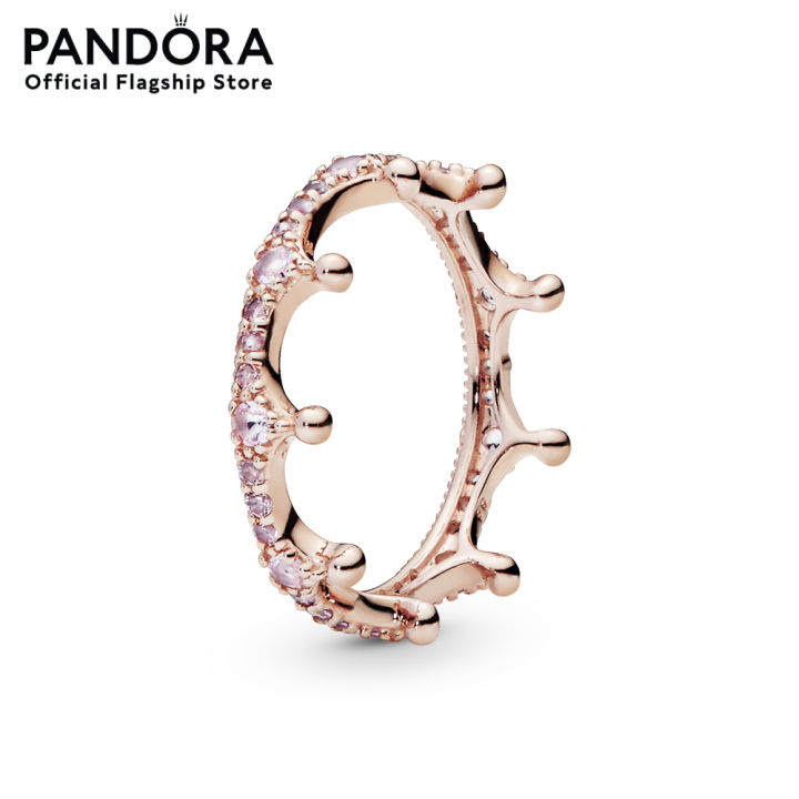 Pandora Crown Rose ring with orchid pink and blush pink crystal ...