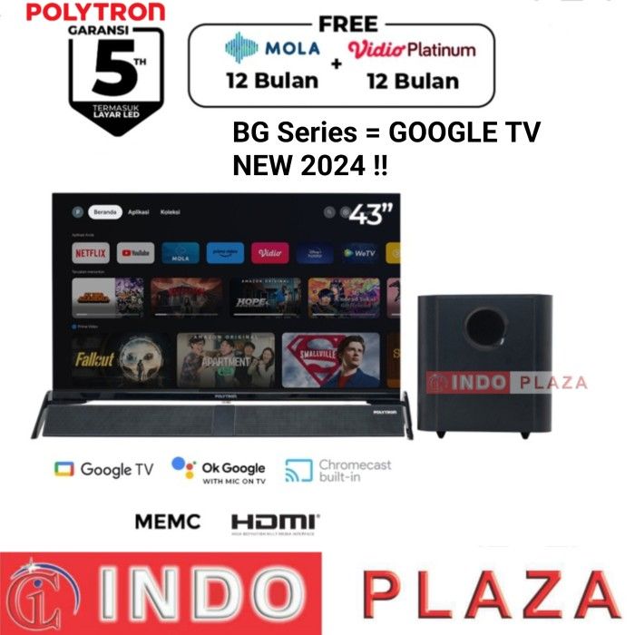 TV POLYTRON 43 Inch GOOGLE TV PLD-43BG9058 NEW 2024 | Lazada Indonesia