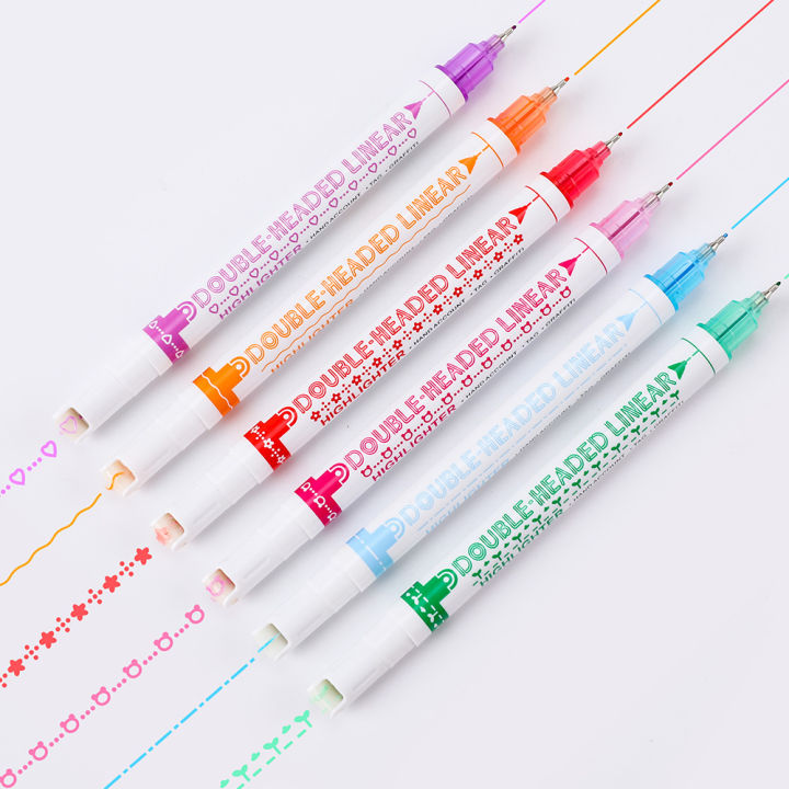 Double head Creative lace pen wavy floral type DIY contour curve pen ...