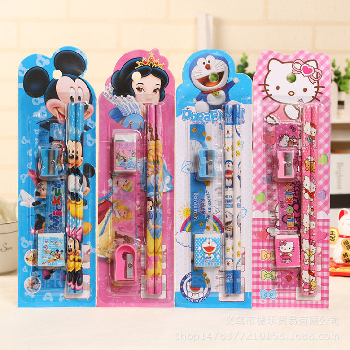 Stationery Set for Kids with Scissors and Mini Notebook Cartoon Design ...