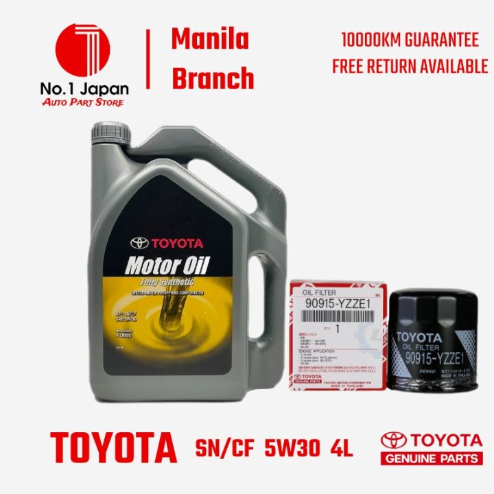 Toyota Genuine SN/CF 5W-30 Fully Synthetic Gasoline And Diesel Engine motor Oil 4 Liter 4L ...