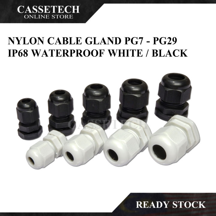 PG 7 - PG 29 NYLON CABLE GLAND WHITE & BLACK WATERPROOF WIRE CONNECTOR ...