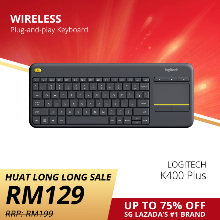 Logitech K400 Plus Wireless Integrated Touch Keyboard For PC & Smart ...