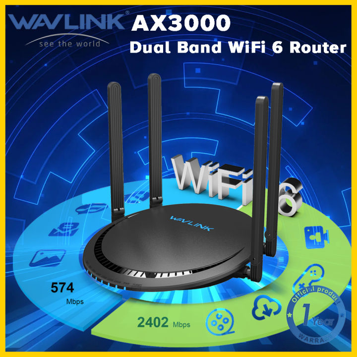 Wavlink AX3000 Dual Band WiFi 6 Router 2.4G 574Mbps+5G 2402Mbps ...
