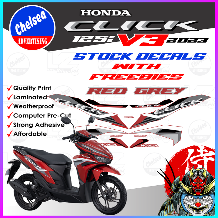Honda Click 125i V3 (2023) Stock Decals / Stickers with freebies ...