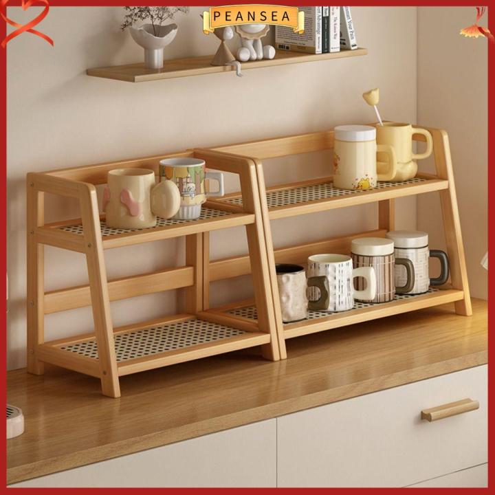 PEANSEA Multipurpose Wooden Storage Shelf Durable Stable Bamboo Storage ...