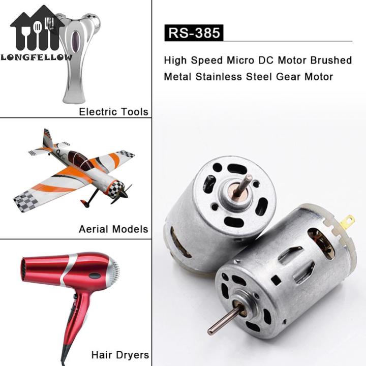 RS-385 High Speed Micro DC Motor Brushed Metal Stainless Steel Gear ...