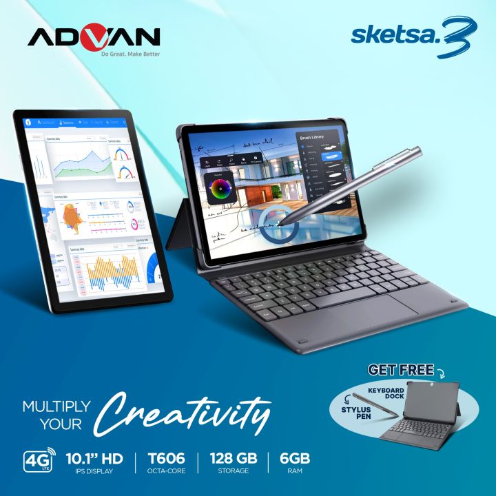 Advan Tab Sketsa 3 10.1” IPS HD 6GB/8GB 128GB Dual Sim Card dengan ...
