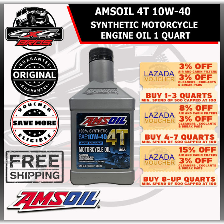 AMSOIL 4T 10W40 100% Synthetic Motorcycle Engine Oil 1 Quart | Lazada PH