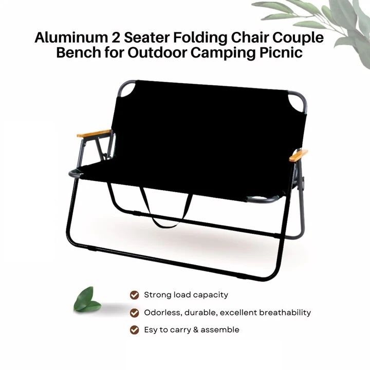 Camping Foldable Chair 2-3 Person Bench Collapsible Portable Outdoor ...
