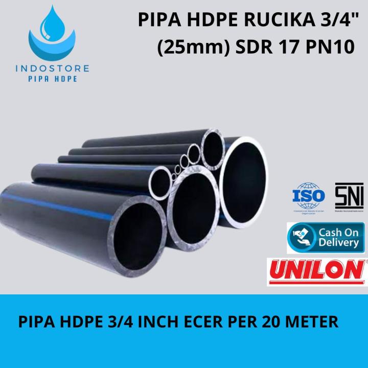 PIPA AIR HDPE 3/4 INCH (25mm) PN10 UNILON ECER. PER 20 METER | Lazada ...
